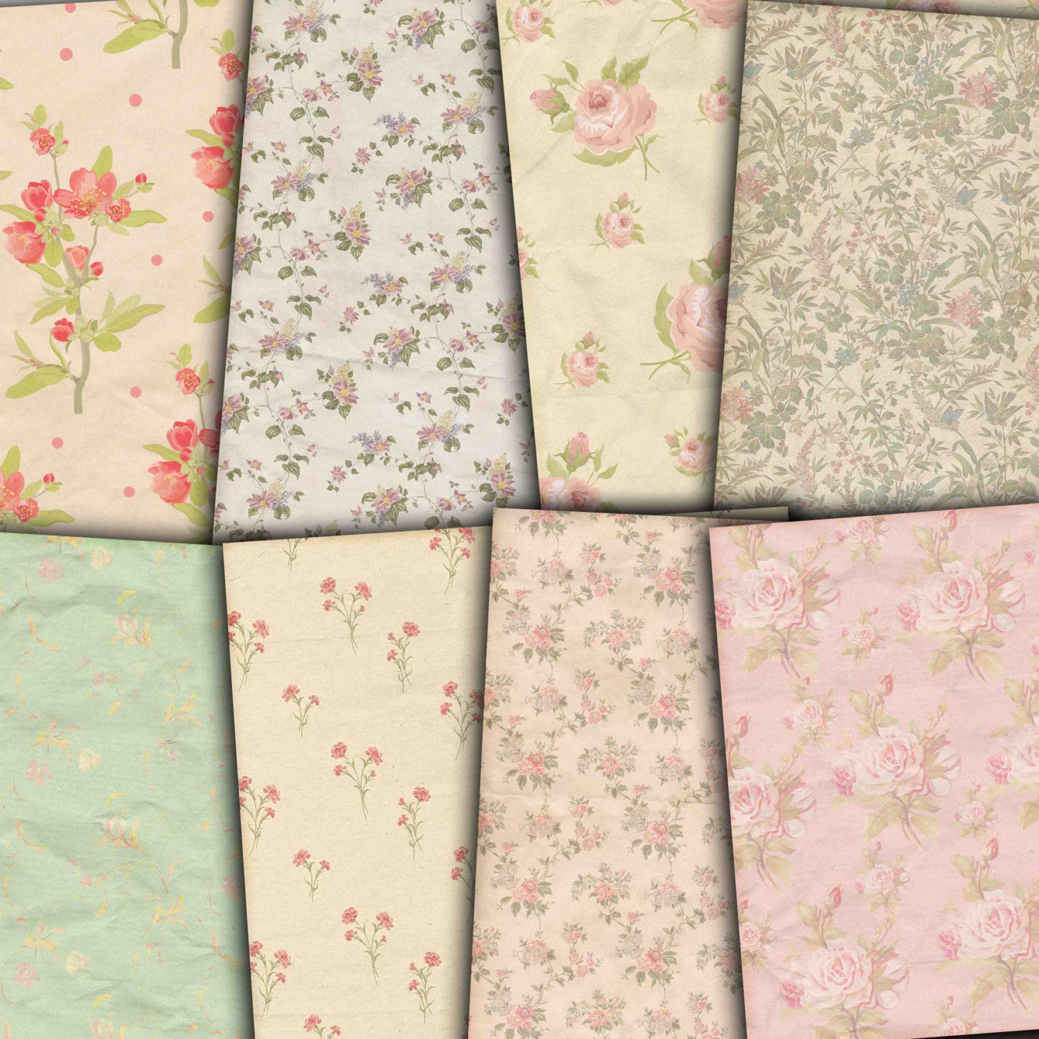 Floral Digital Paper Flower Digital Paper Floral Background - Etsy