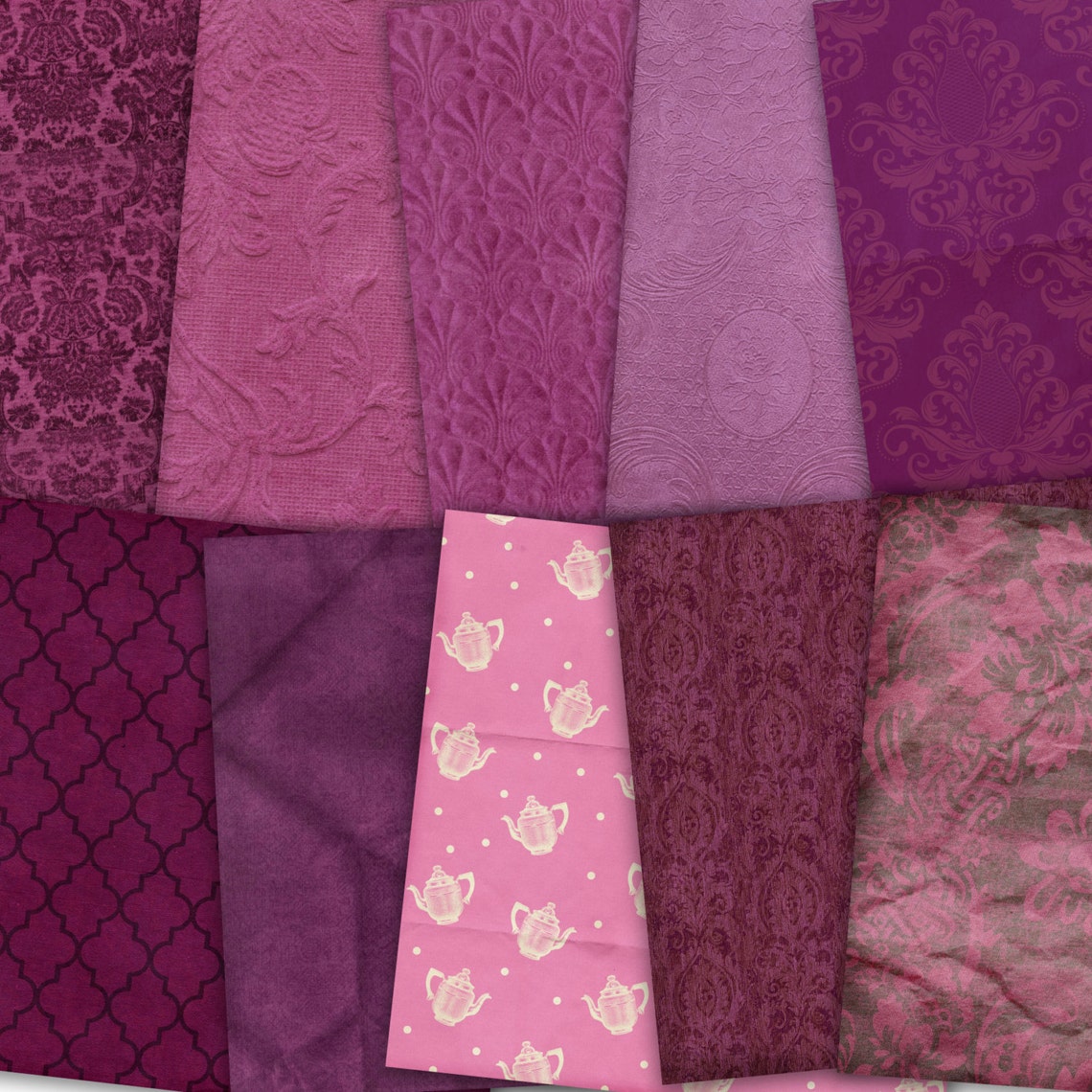 Purple Digital Paper Scrapbook Papers Damask Digital Paper | Etsy
