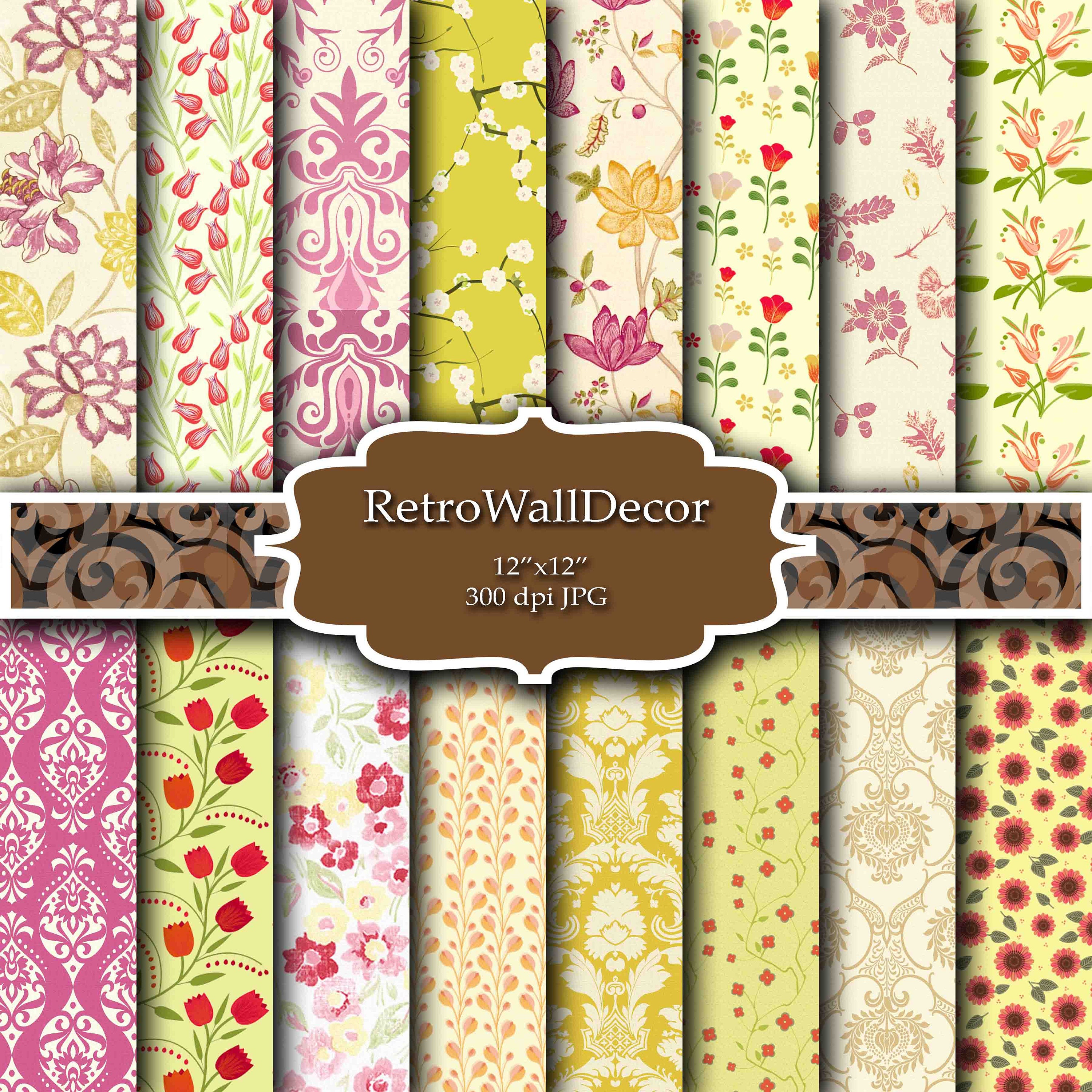 Floral Digital Paper Flower Digital Paper Floral Background - Etsy
