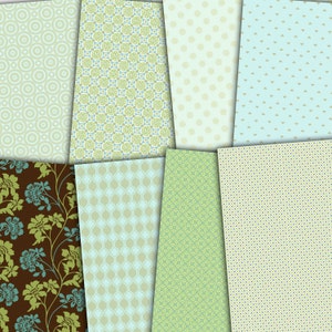 Retro Digital Paper, Geometric Shapes, Retro Background, Green ...