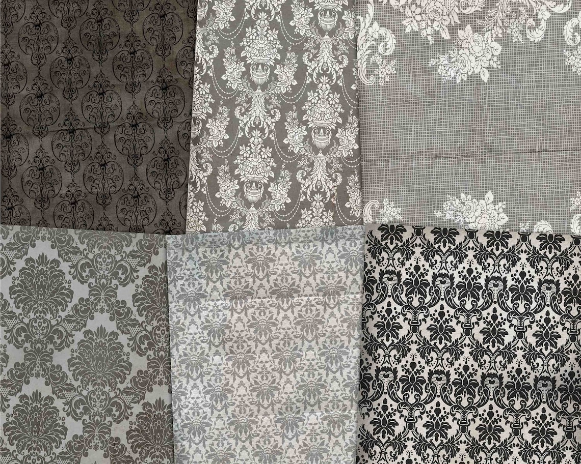 Damask Digital Paper: black Damask Damask Floral | Etsy