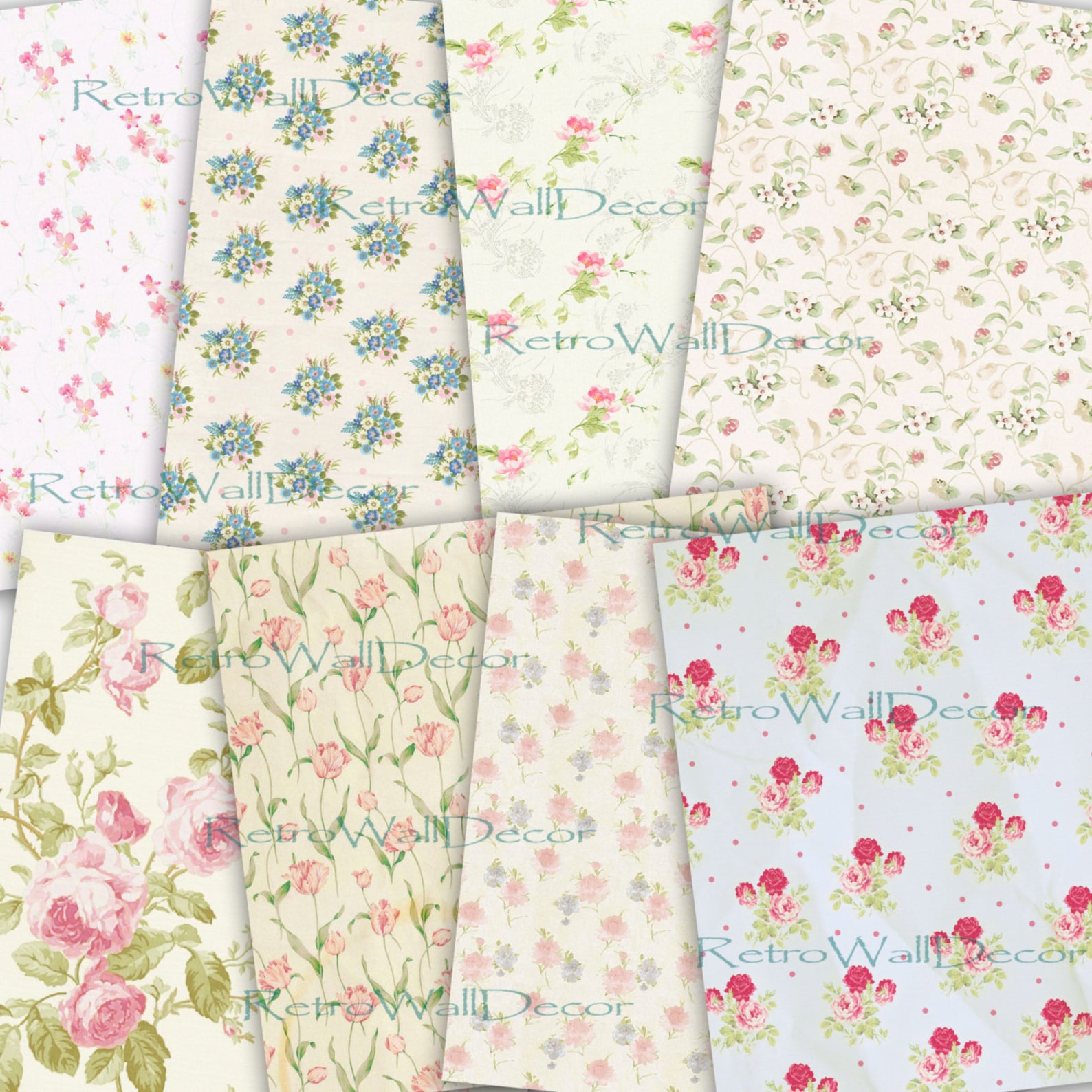 Floral Digital Paper Flower Digital Paper Floral Background - Etsy