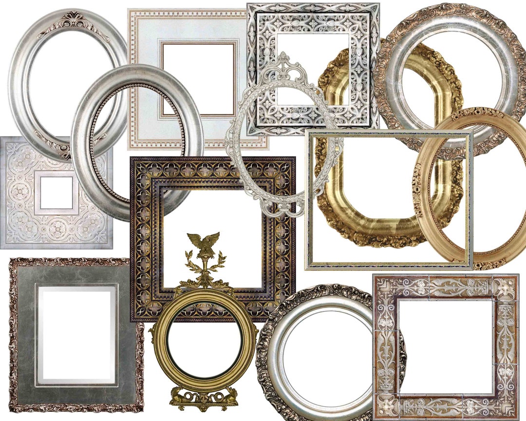 Digital Frame, Vintage Silver Frame, Vintage Frames, Frames Clipart ...