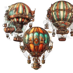 Hot Air Balloon Steampunk Clipart, Steampunk Balloon, Watercolor ...