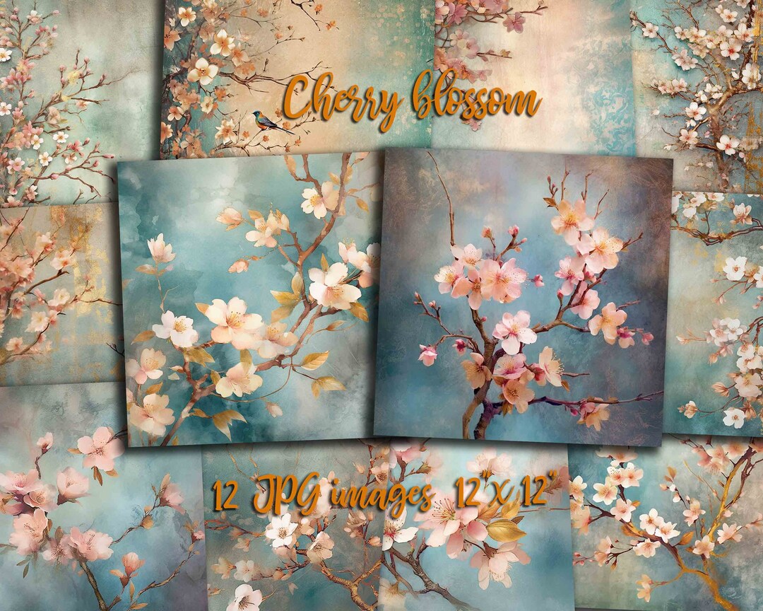 Cherry Blossom, Cherry Paper, Floral Digital Paper, Cherry Background ...