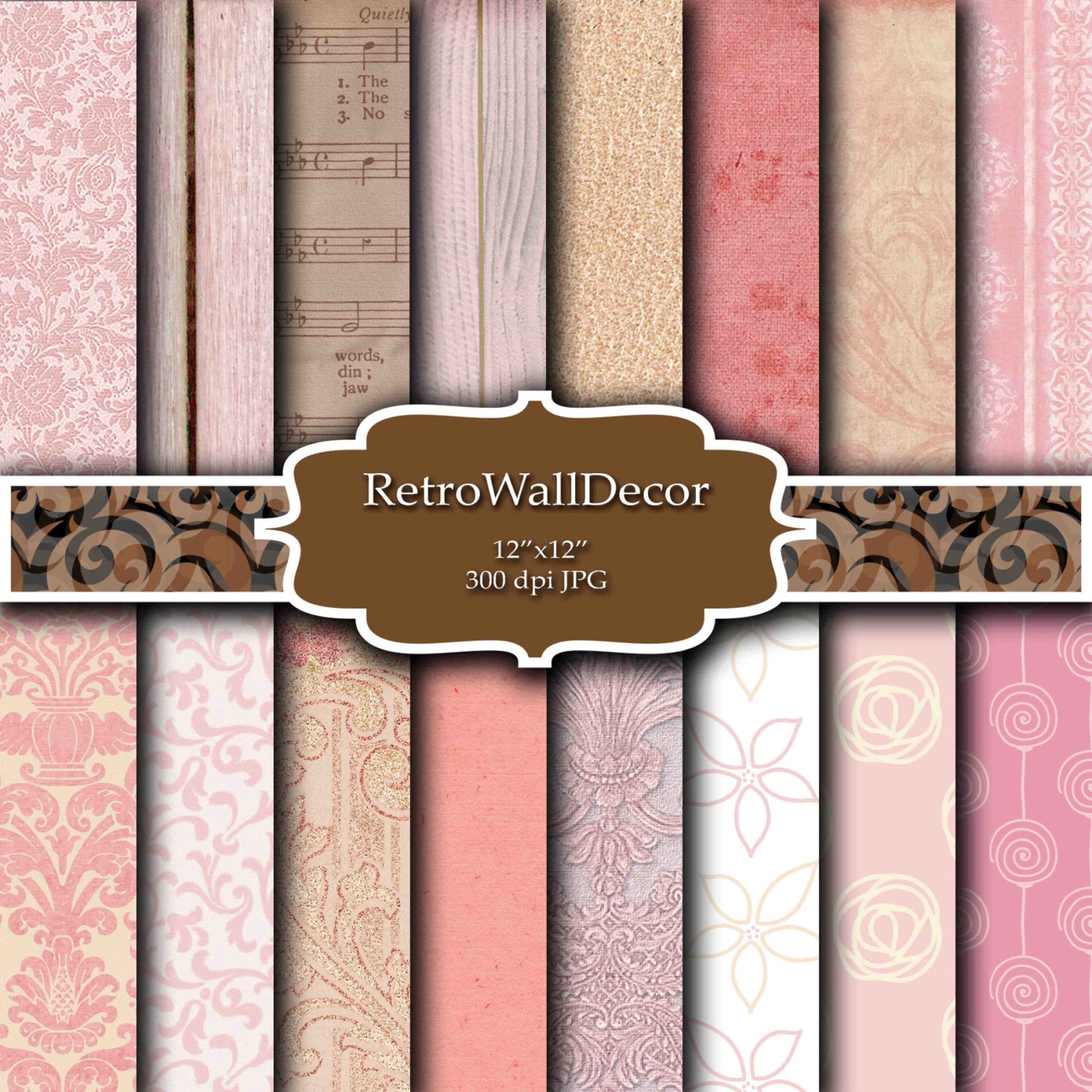 Pink Shabby Chic Digital Papers Digital Shabby Chic Retro - Etsy