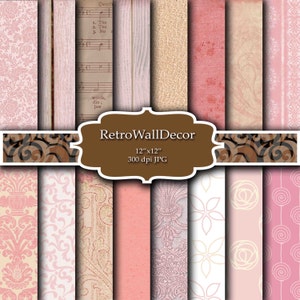 Pink Shabby Chic Digital Papers Digital Shabby Chic Retro Patterns in ...