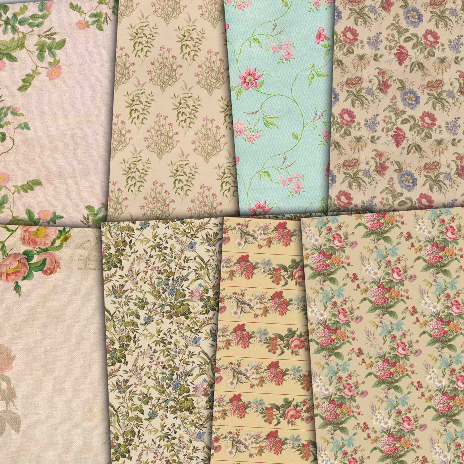 Floral Digital Paper Flower Digital Paper Floral Background - Etsy