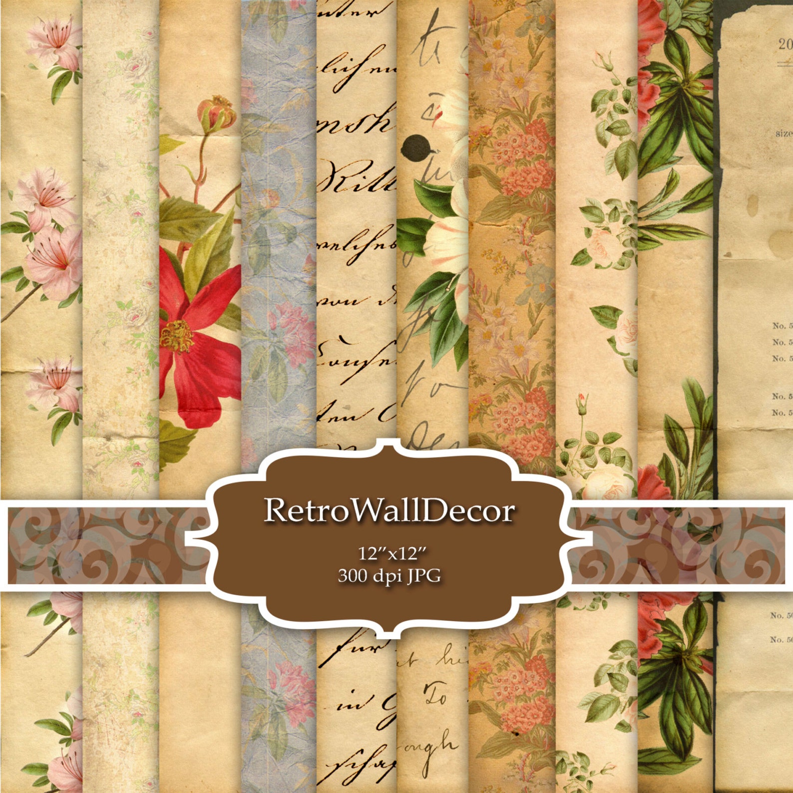 Floral Digital Paper Flower Digital Paper Floral Background - Etsy
