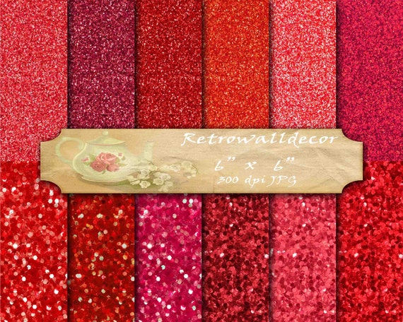 Glitter Digital Paper Red Glitter Paper Printable Paper | Etsy