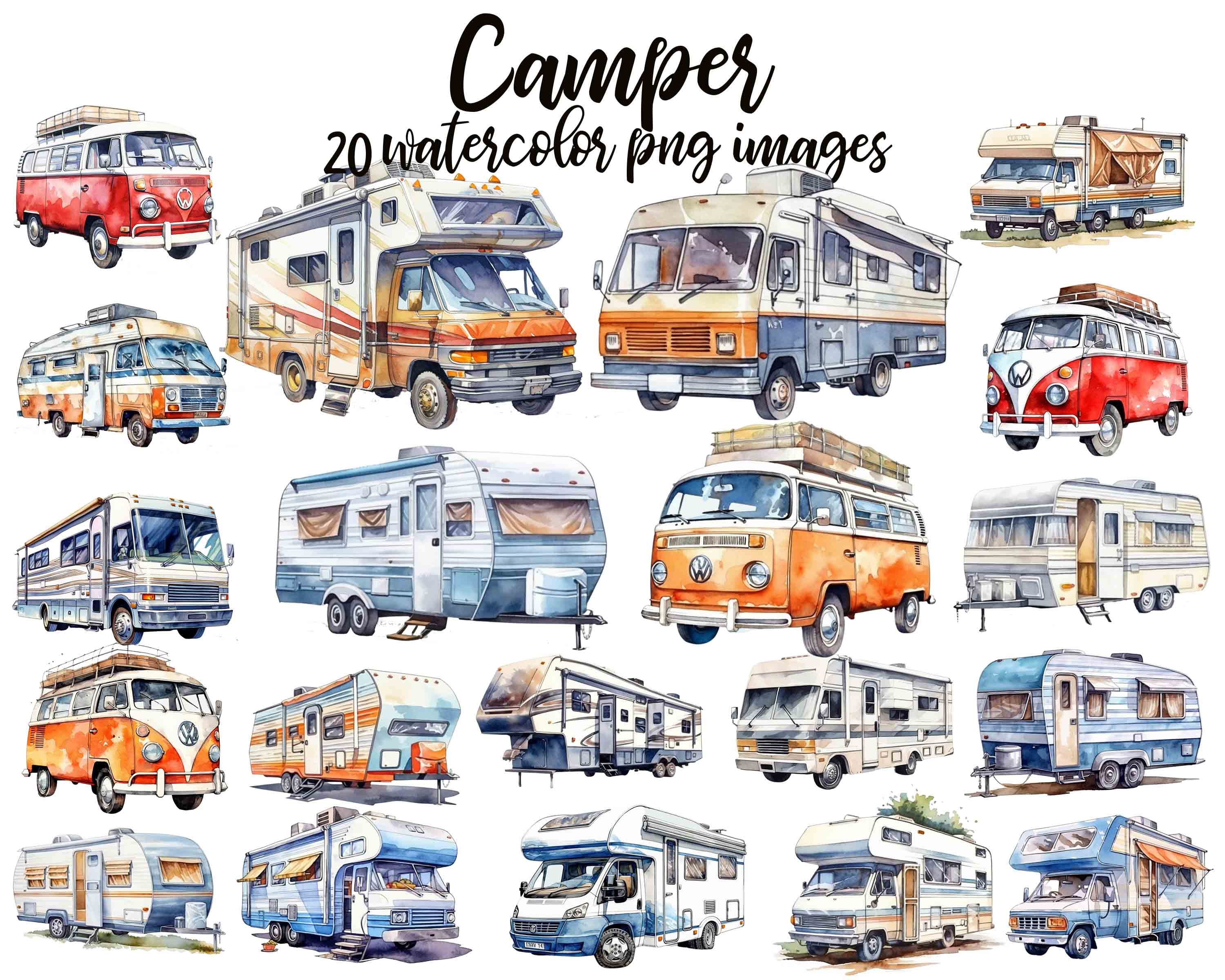 Watercolor Camper Clipart: RV PNG Images (digital Download) - Etsy