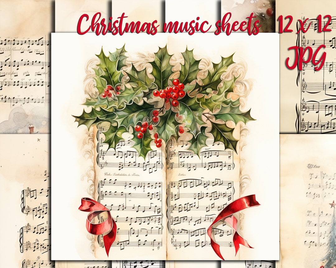 Christmas Music Paper: Vintage Square Backgrounds (digital Download) - Etsy