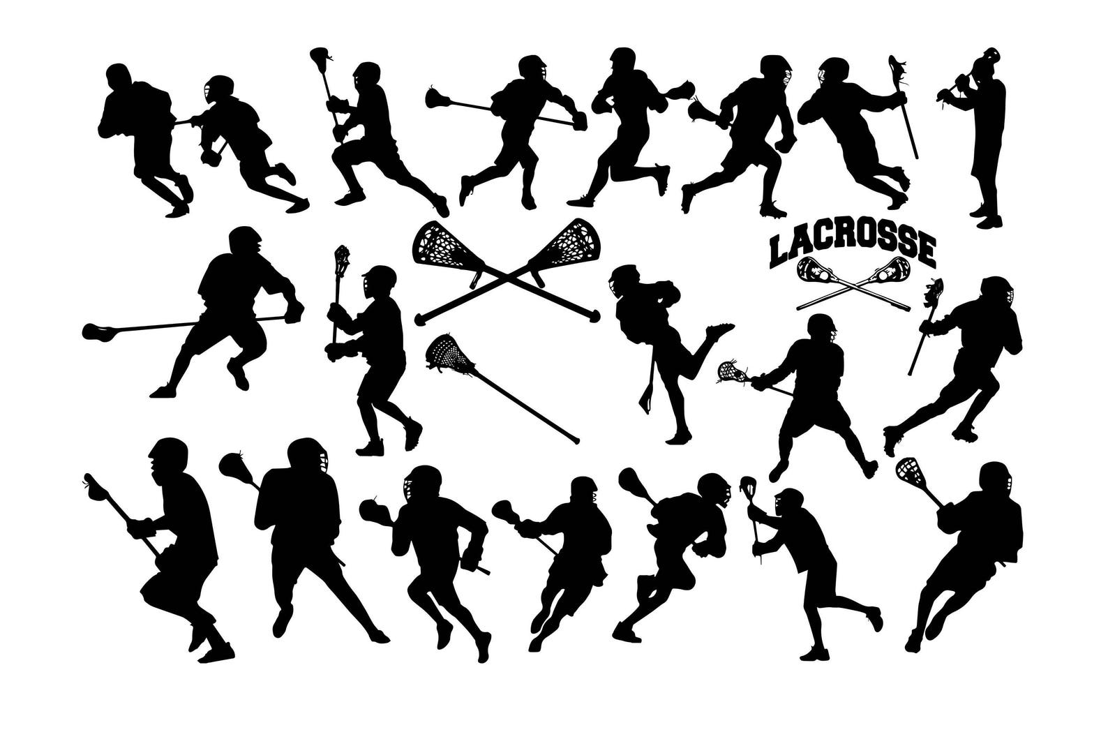 Lacrosse Silhouettes Lacrosse Clip Art Lacrosse Svg Sports - Etsy