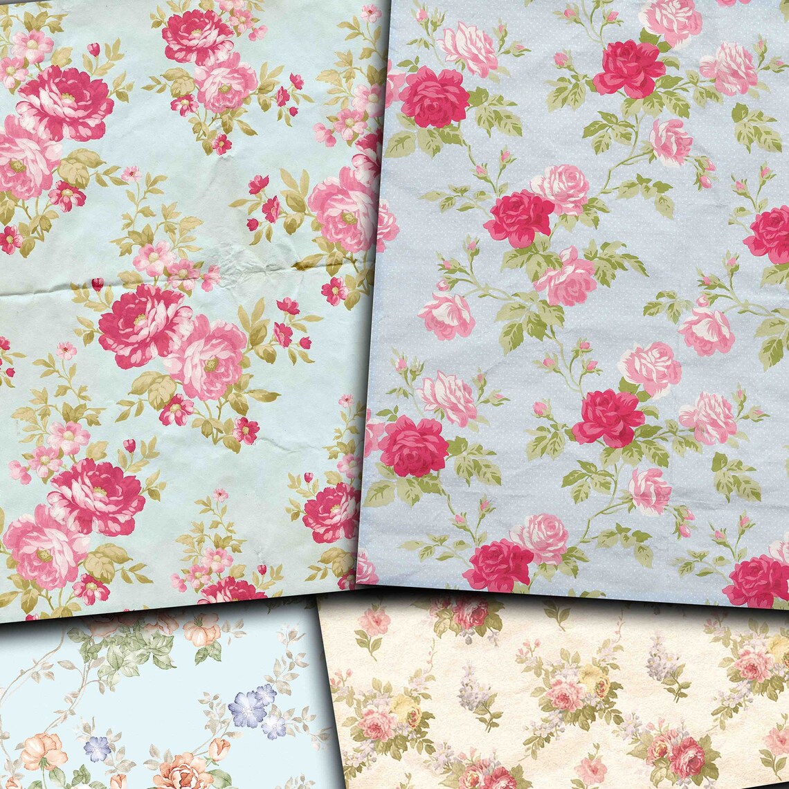 Floral Digital Paper Flower Digital Paper Floral Background - Etsy