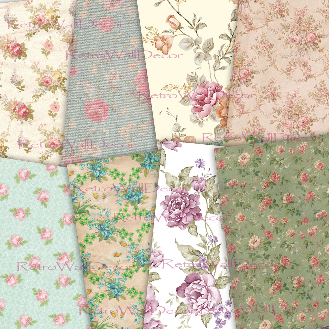 Floral Digital Paper Flower Digital Paper Floral Background - Etsy