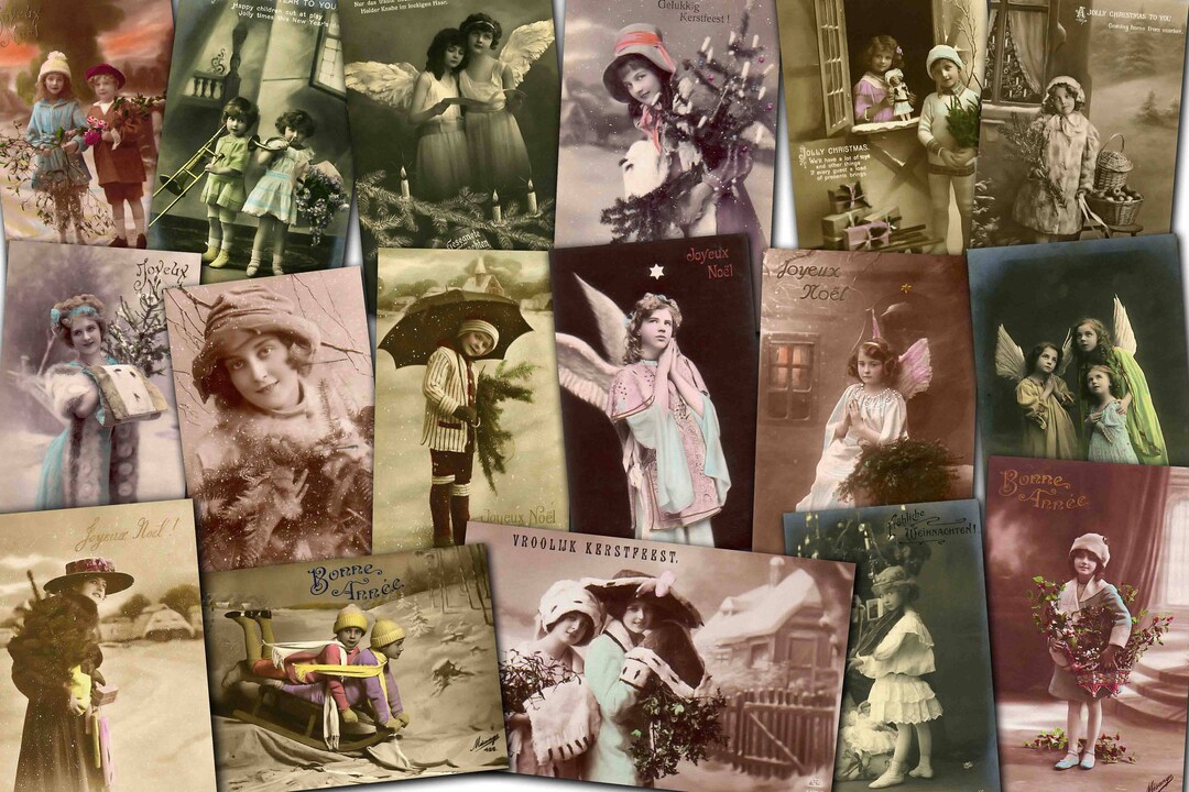 Vintage Christmas Photo Cards, Victorian Christmas Cards, X-mas Photo ...