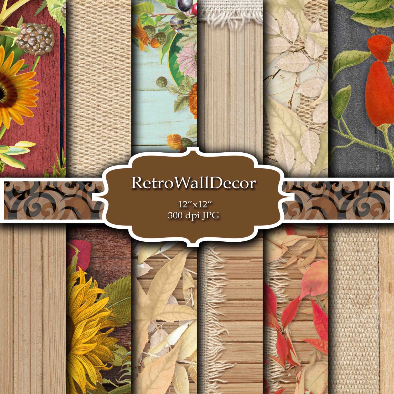 Wood Digital Paper Floral Pattern Autumn Wood Wood - Etsy