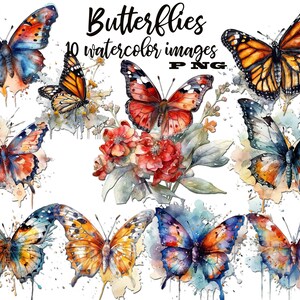 Butterfly Clipart, Watercolor Butterfly, Butterfly Scrapbook, Monarch ...