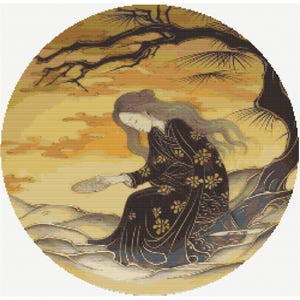 Japanese Girl Cross Stitch Pattern PDF, Beautiful Japanese Design for ...