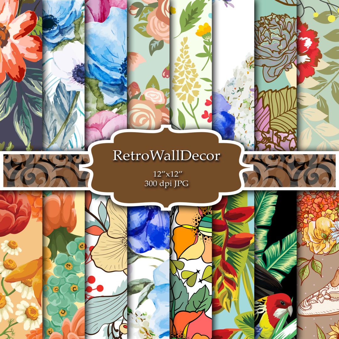 Floral Digital Paper, Flower Digital Paper, Floral Background, Rose ...