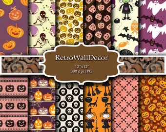 Halloween Digital Paper With Candy Corn Ghost Pumpkin Cute - Etsy