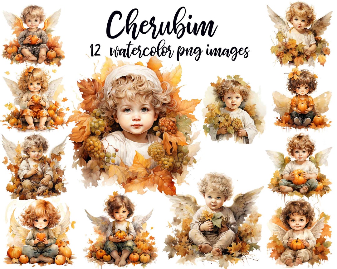 Autumn Cherubs With Pumpkins, Christian Graphics, Fall Harvest Angels ...