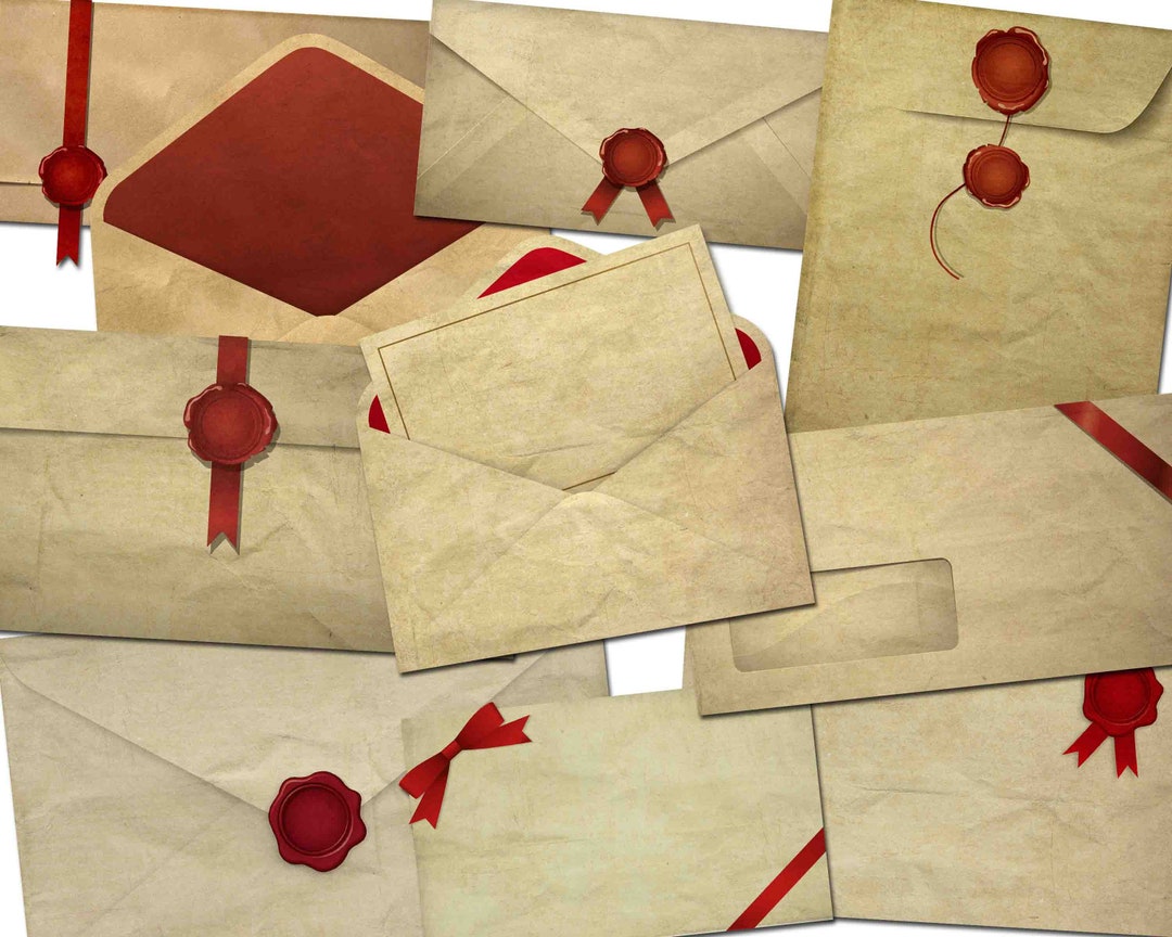 Envelope digital antigo, papel antigo, envelope vintage, clipart de ...