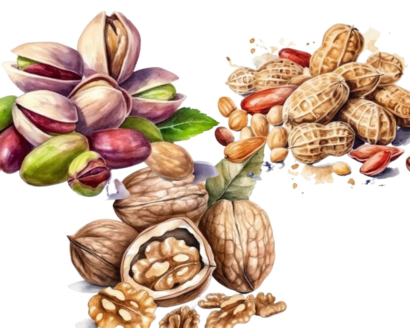 Watercolor Nuts Clipart: Walnut, Hazelnut, Almond (digital Download) - Etsy