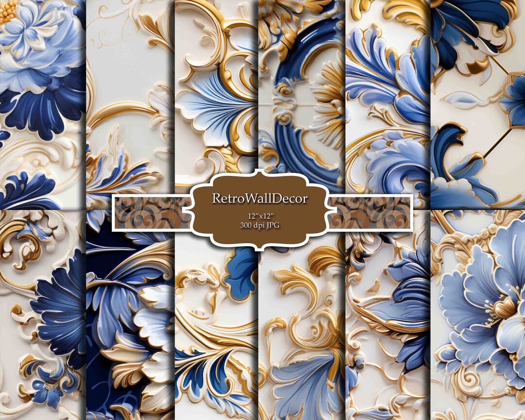 Rococo Seamless Tiles, Tile Digital Paper, Tile Background, Rustic Tile ...
