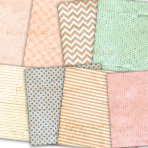 Retro Digital Paper, Geometric Shapes, Retro Background, Beige ...
