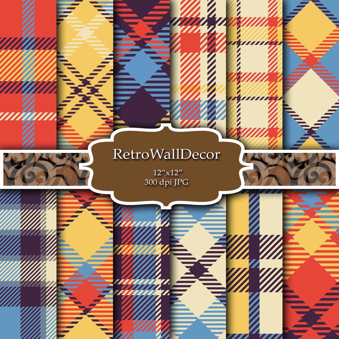 Tartan Plaid Digital Paper: Colorful Fabric Textures (digital Download ...