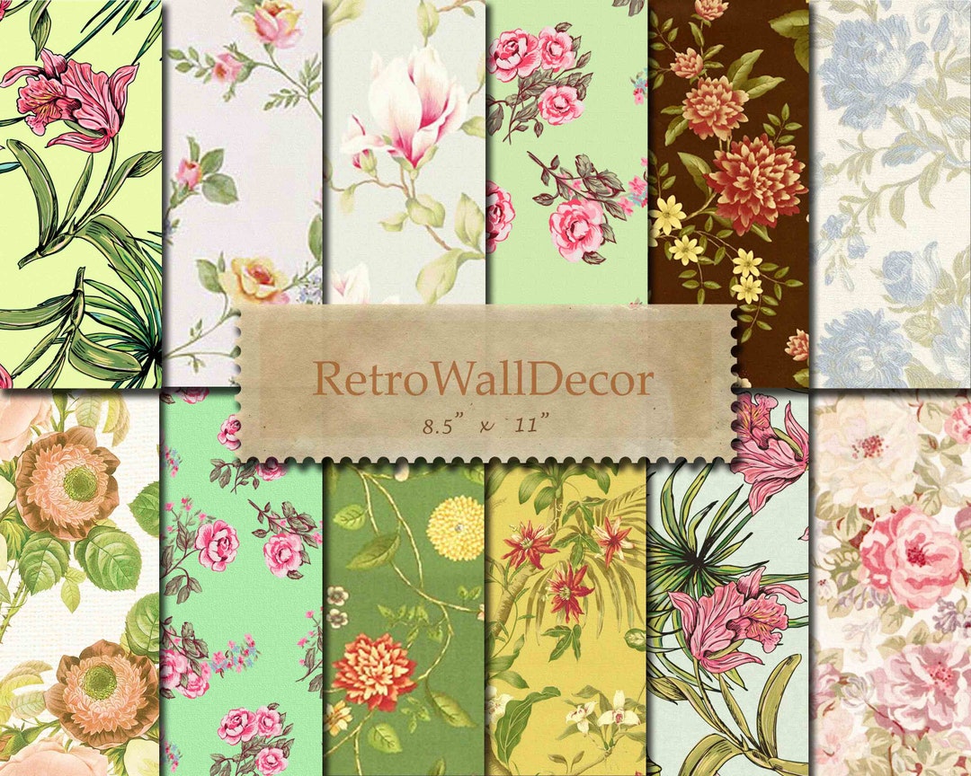 Vintage Floral Digital Paper Pack: Shabby Chic Rose Backgrounds (8.5x11 ...