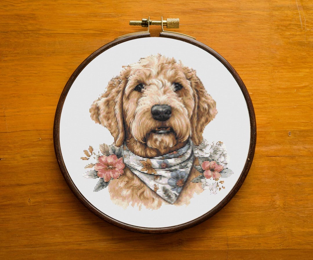 Labradoodle Cross Stitch Pattern: Dog Embroidery Design (PDF Download ...