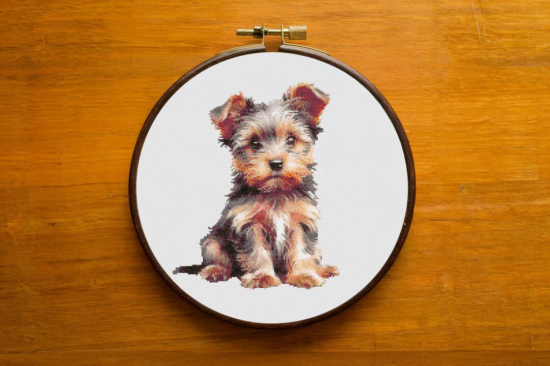 Yorkshire Terrier Cross Stitch Pattern: Yorkie Puppy Design (PDF ...