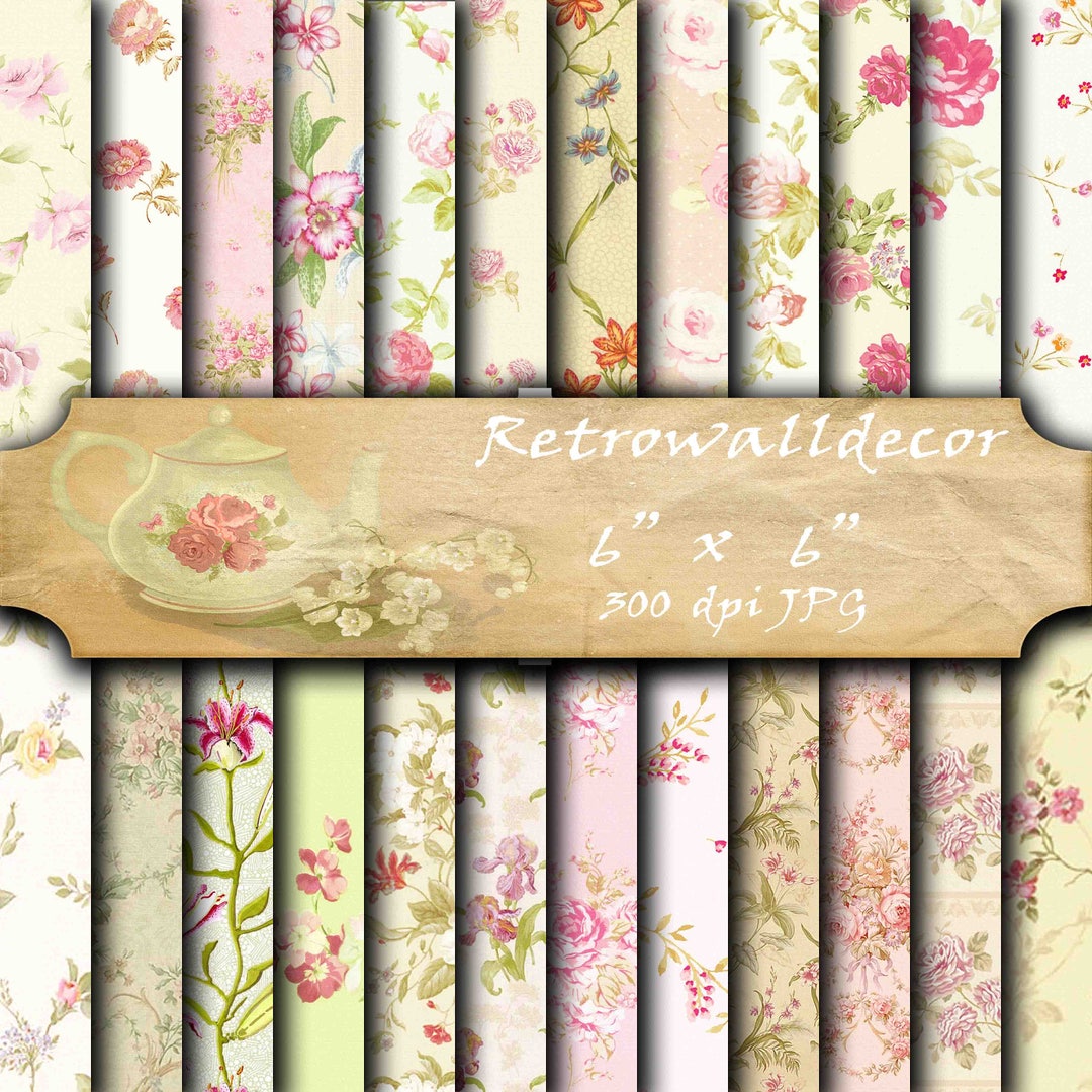 Floral Digital Paper Shabby Chic Floral Patterns Scrapbook Floral ...