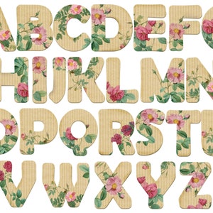 Decorative Font, Floral Font, Alphabet Clip Art, Digital Font, Alphabet ...