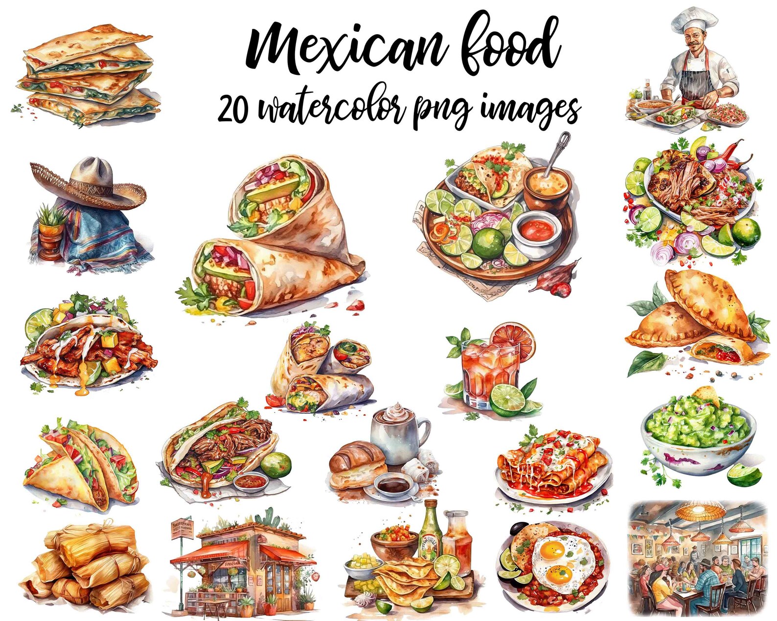 Mexican Food Clipart, Vibrant and Authentic Digital Illustrations ...