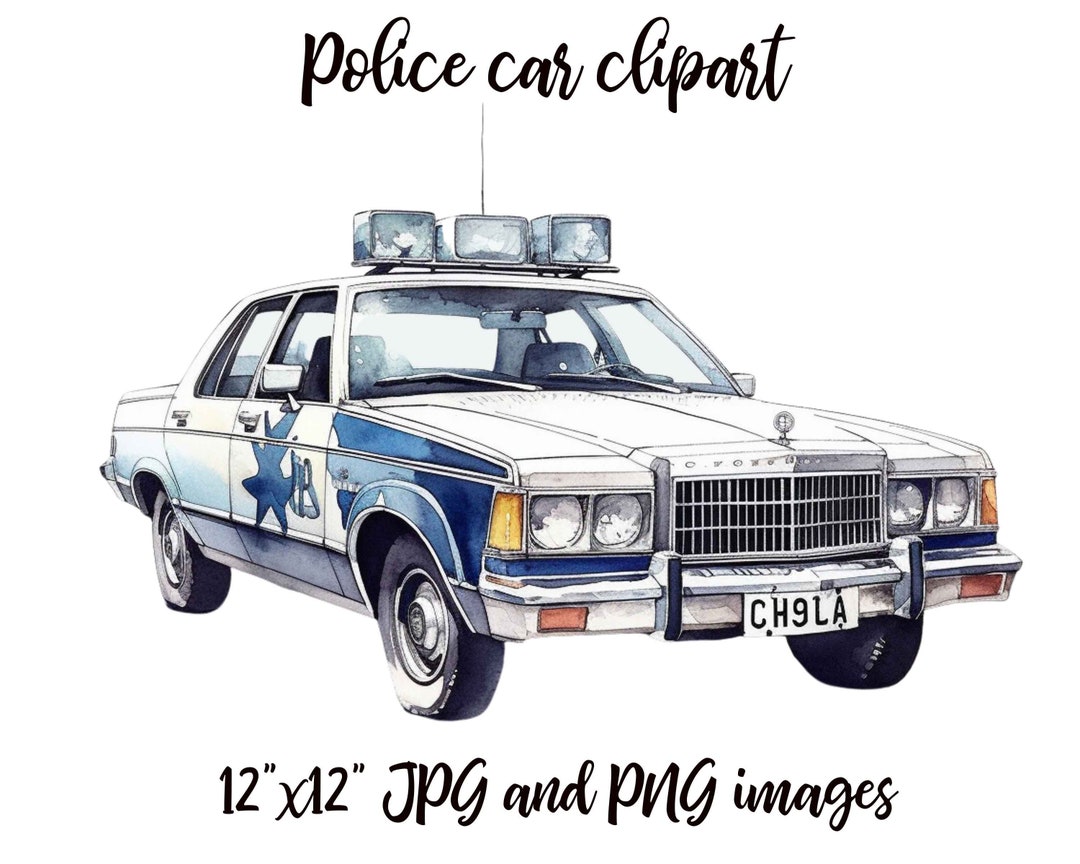 Police Car Clipart, Police Car Watercolor, Police Car Image, Vehicle ...