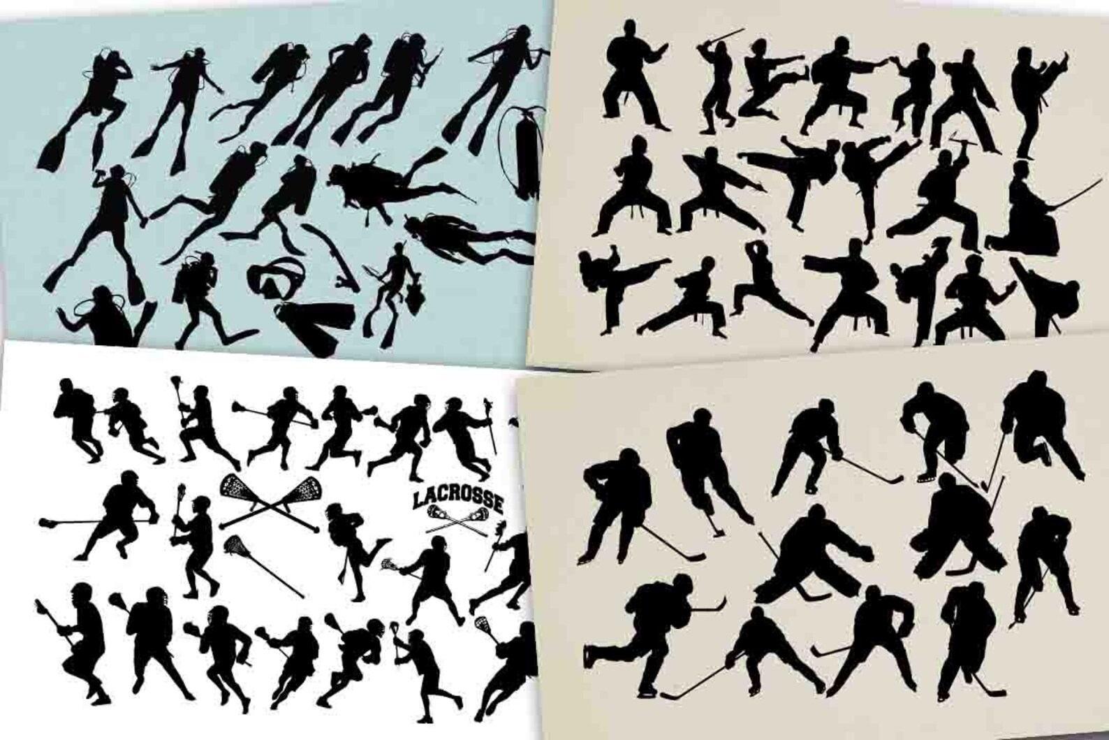 Sports Bundle Sports Silhouette Sports Clip Art Bundle 420 - Etsy