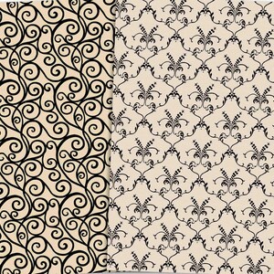 Black & White Floral Damask Digital Paper Pack (12x12 JPEG) - Etsy