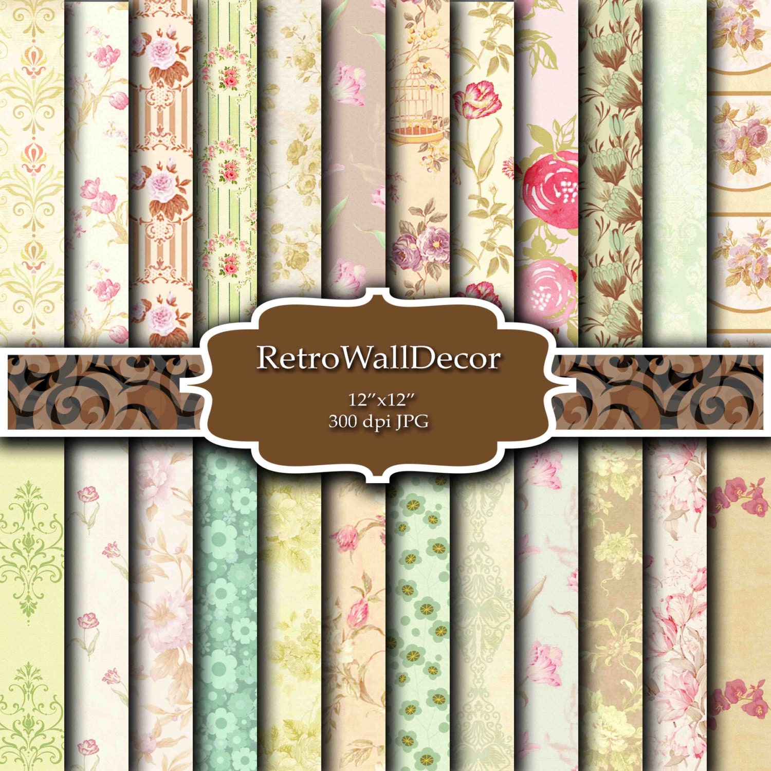 Floral Digital Paper Flower Digital Paper Floral Background - Etsy