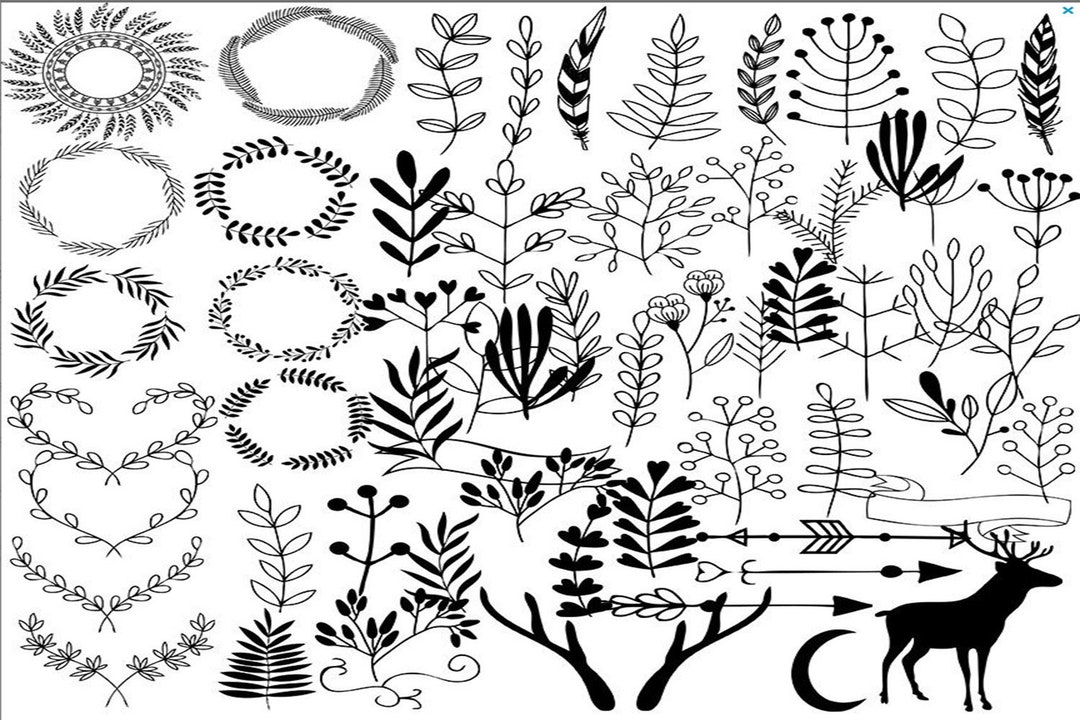 Hand Draw Clipart, 66 Vector Digital Elements, Hand Drawn Doodle Clip ...