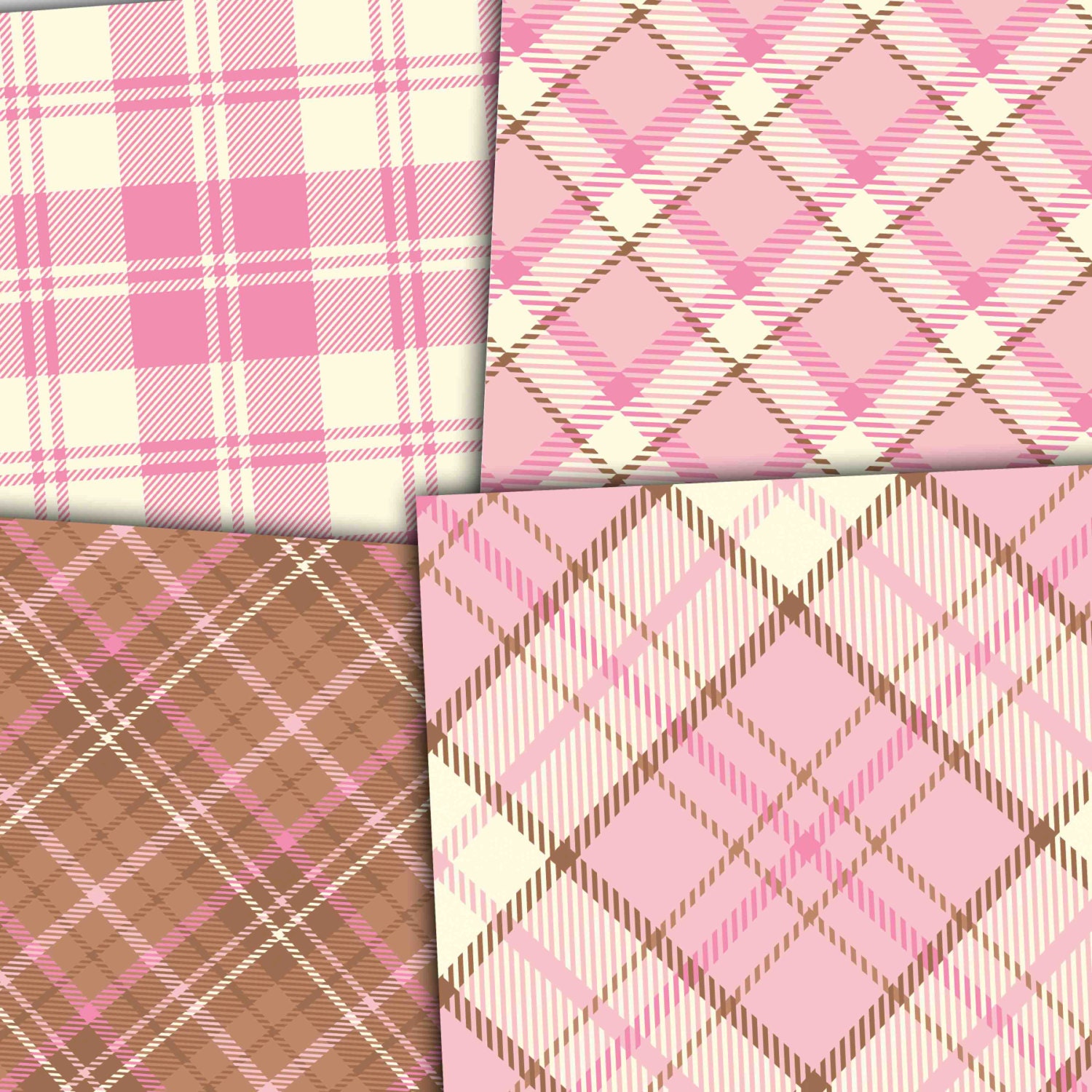 Tartan Digital Paper Plaid Digital Paper Pink Tartan | Etsy