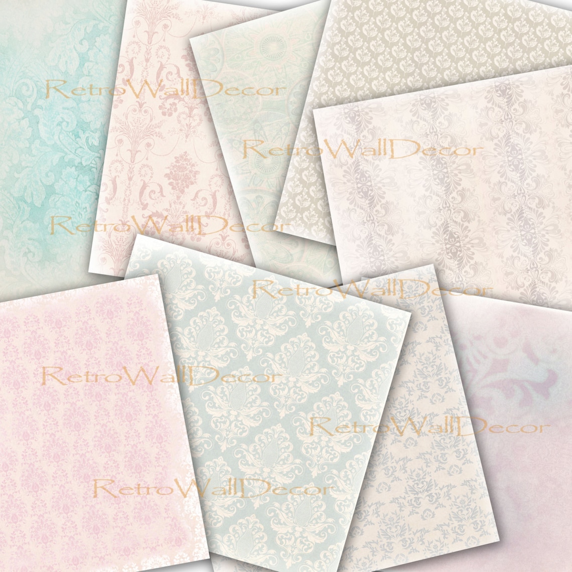 Damask Digital Paper Damask Background Damask Floral | Etsy