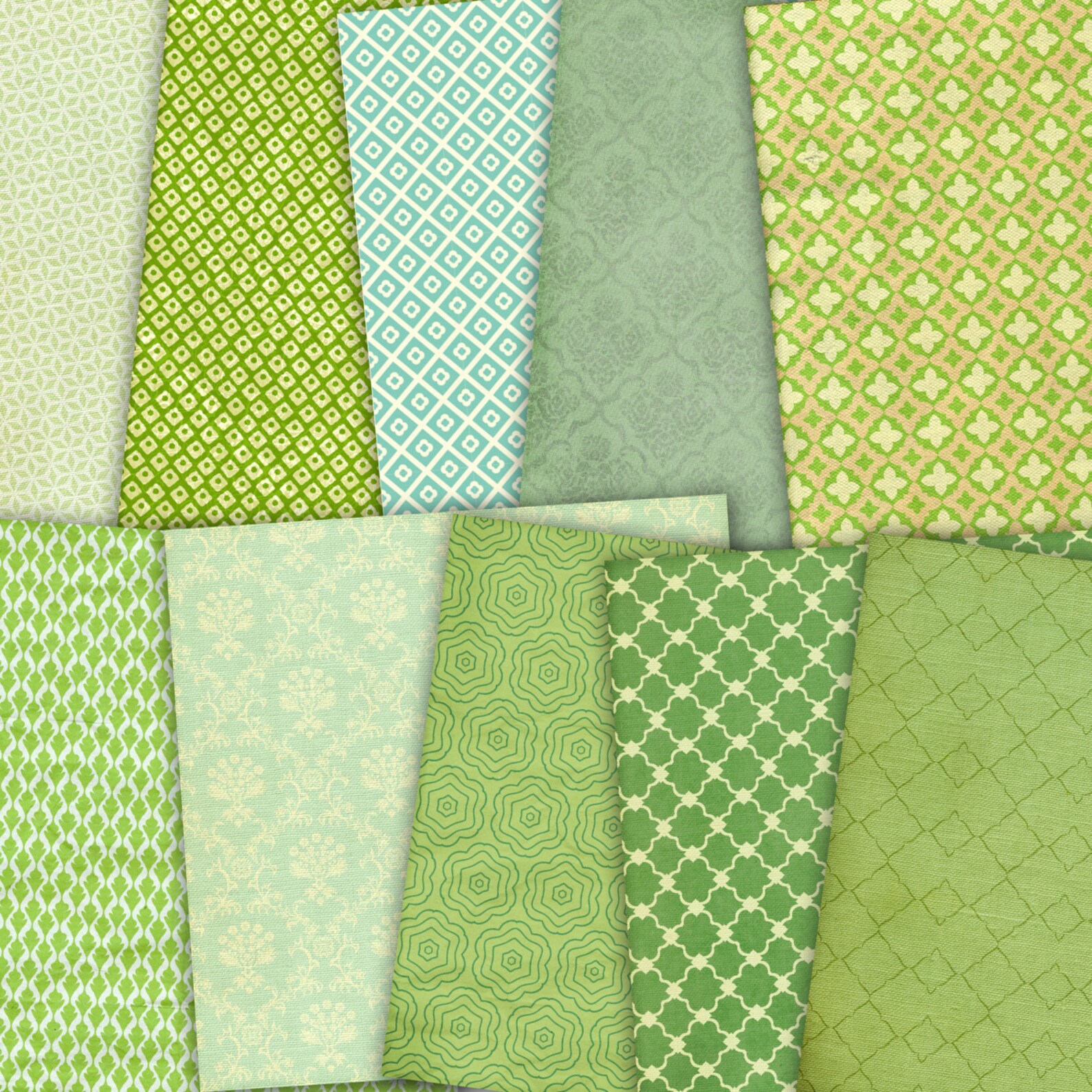 Papel digital verde papel de álbum de recortes verde damasco - Etsy España