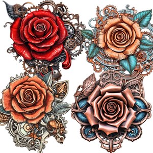 Steampunk Rose, Steampunk Rose PNG, Rose Clipart, Junk Journal Rose ...