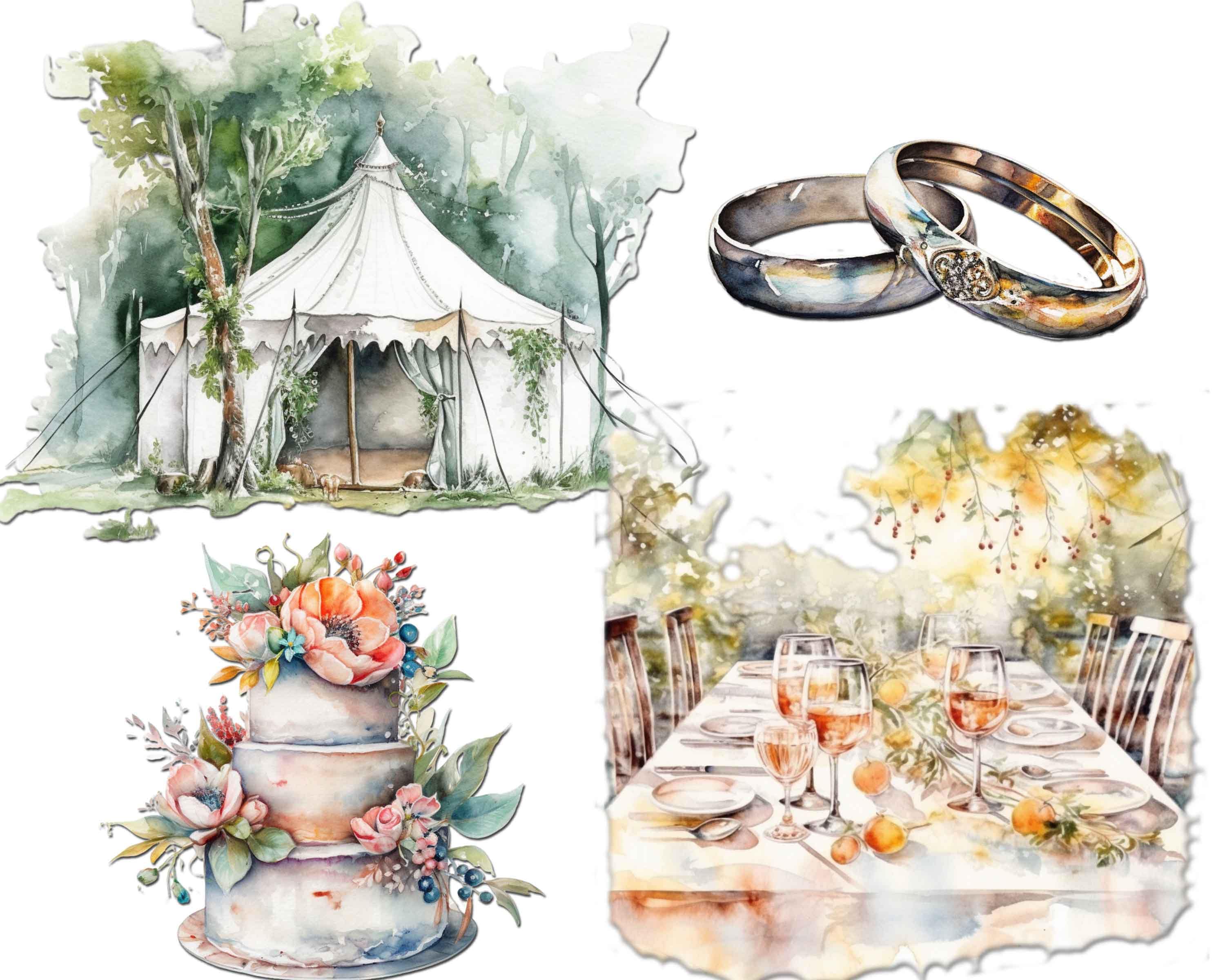 Wedding Clipart Wedding Watercolor Wedding Set Clipart - Etsy UK