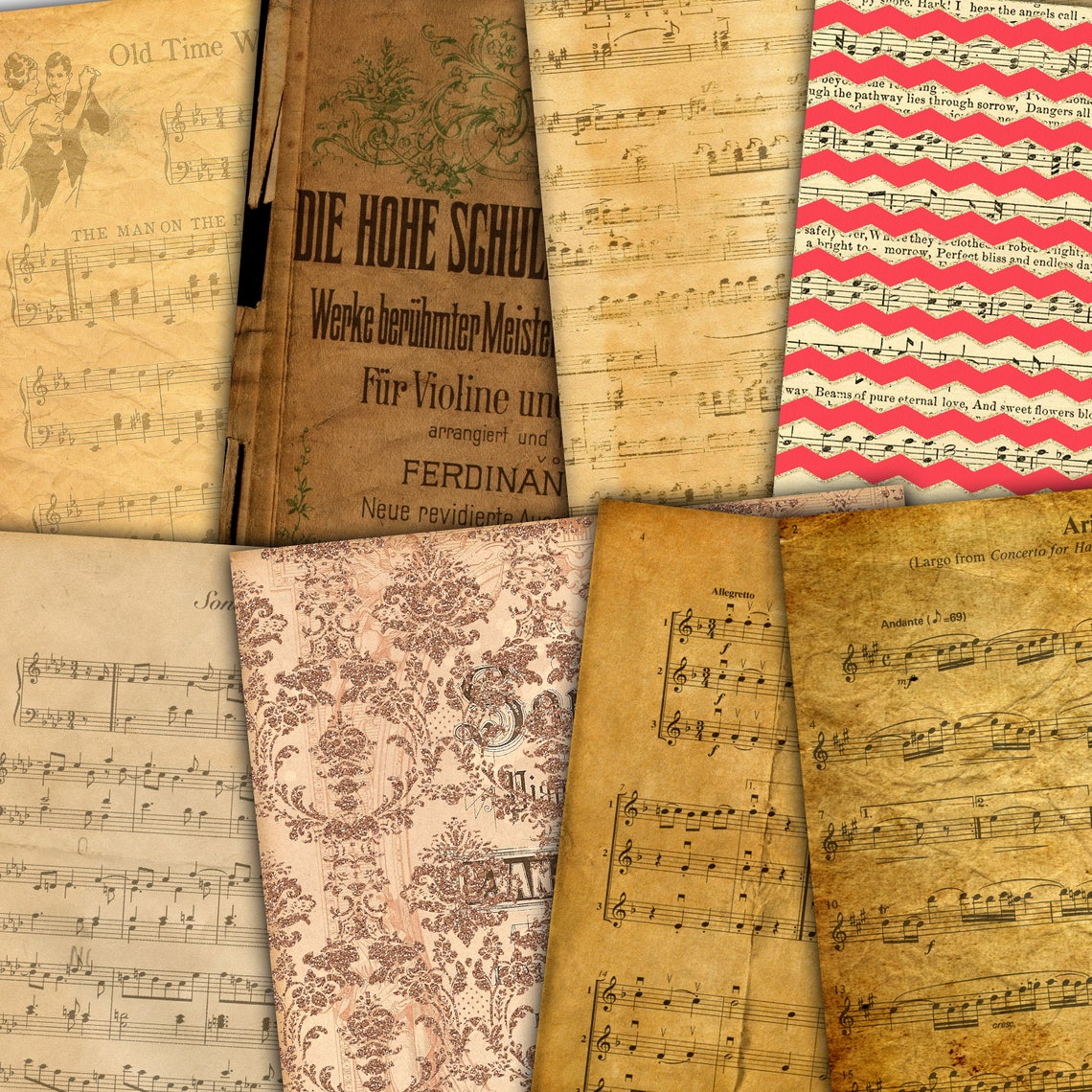 Music Digital Paper Vintage Music Paper Old Parchment Paper - Etsy