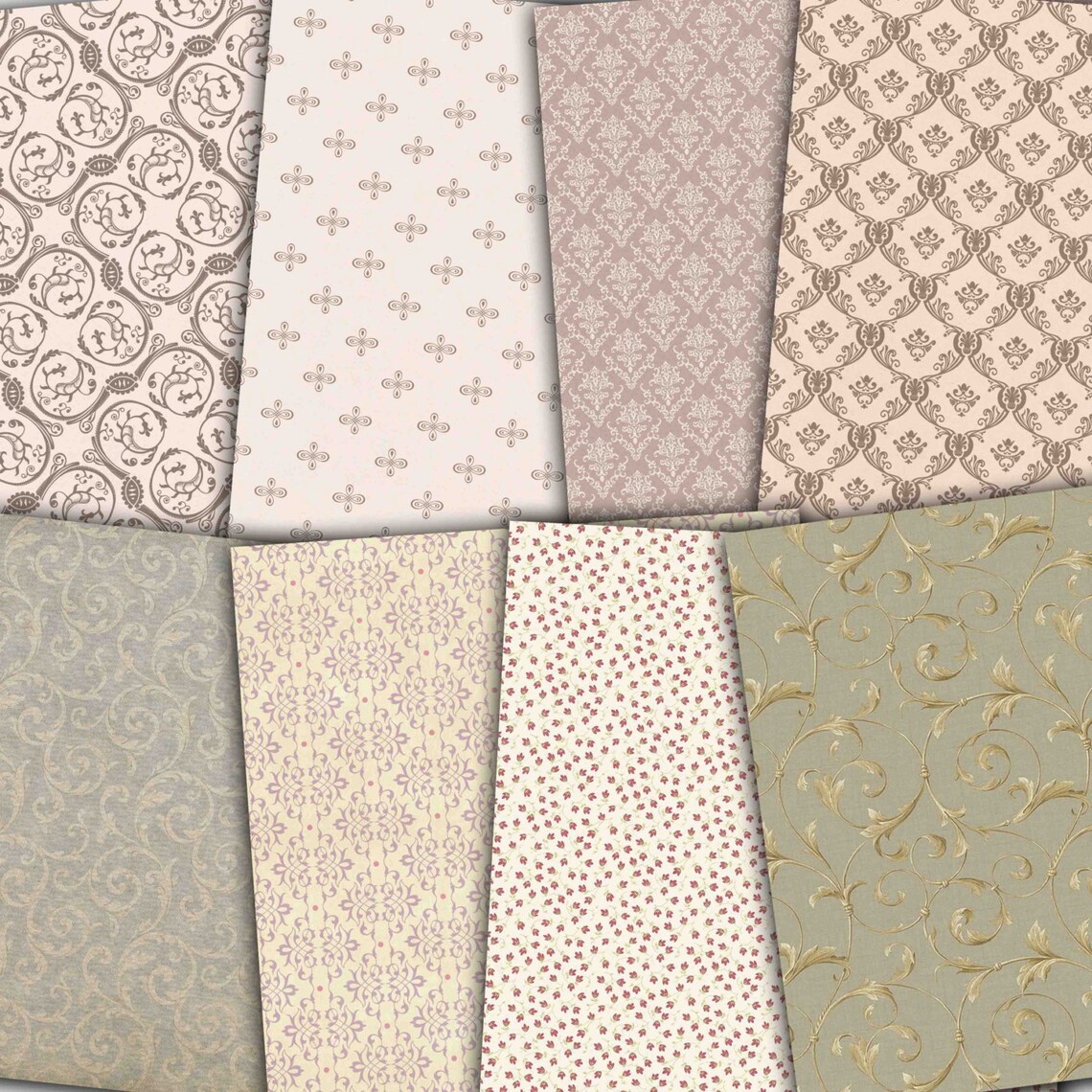 Damask Digital Paper: Purple Grey Paper Damask | Etsy