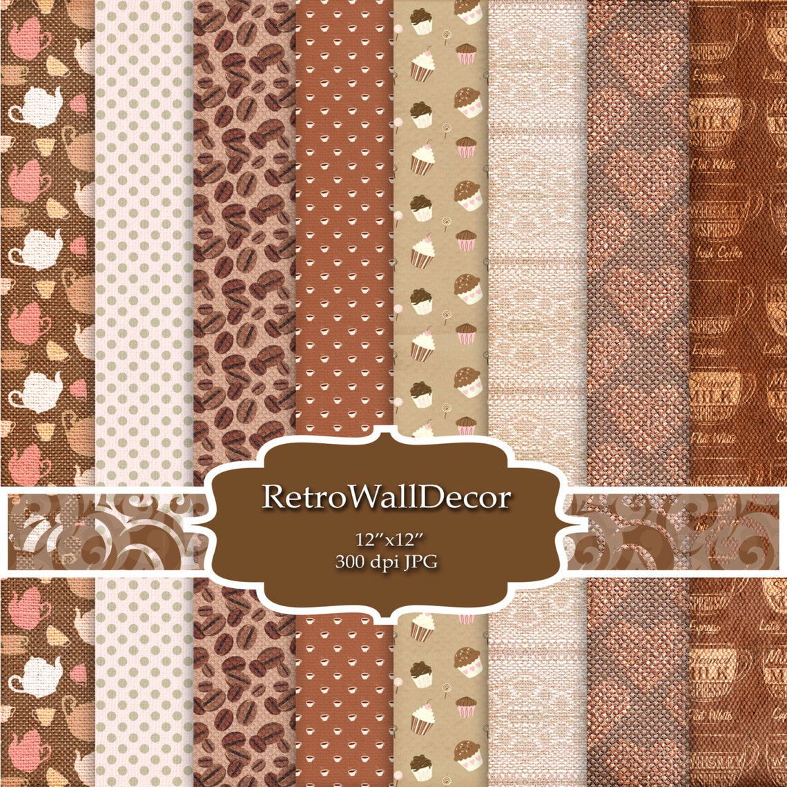 Coffee Digital Paper Coffee Background Brown Digital Paper - Etsy